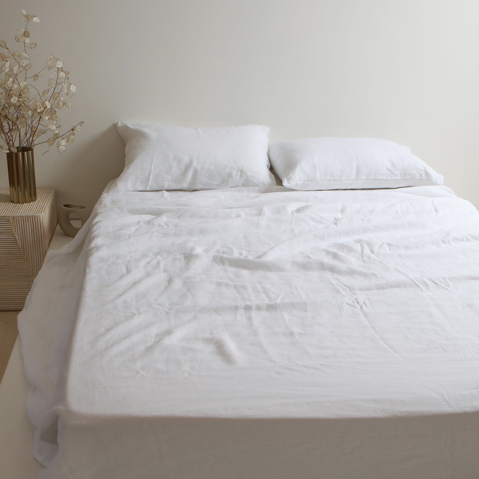 100% French Flax Linen Sheet set- White