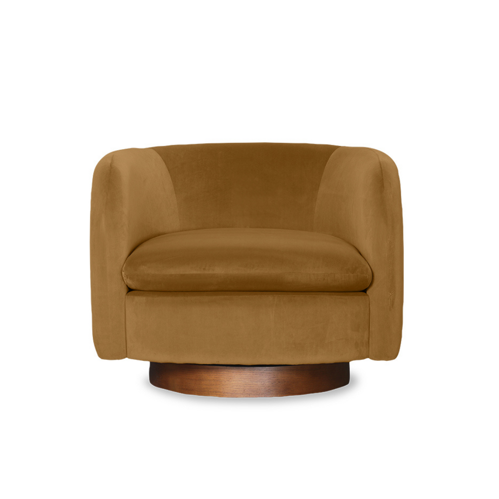 Charlie Swivel Chair- Camel Velvet